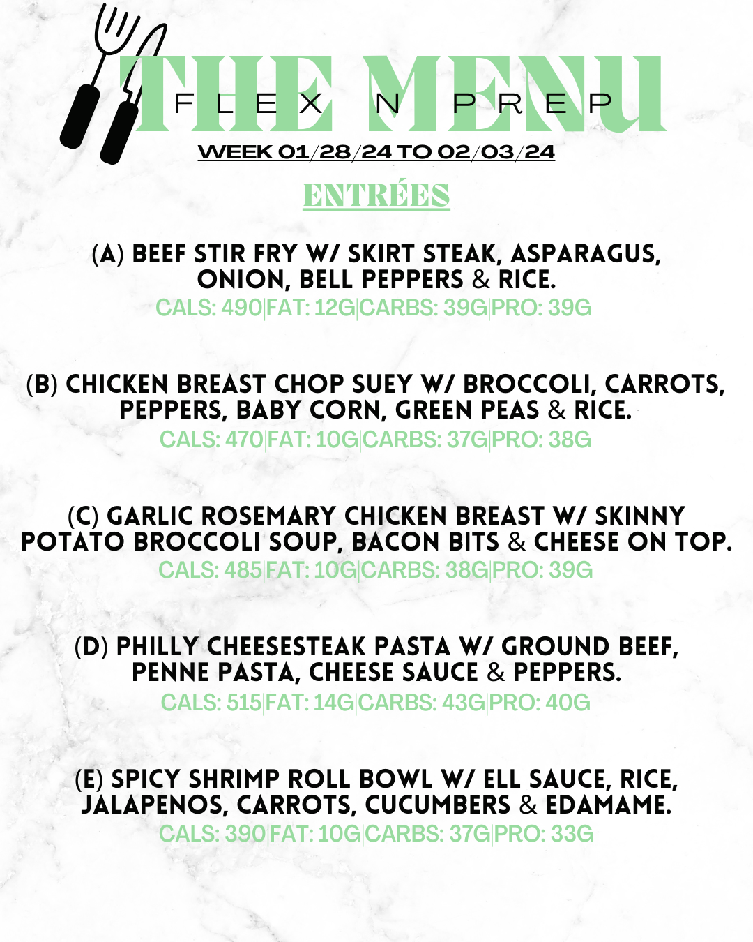 Last Weeks Menu - Flex n Prep